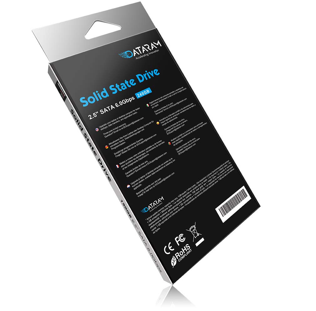 Dataram 2.5" SSD, 6.0 Gbps SATAIII Solid State Drive High Speed Read & Write (240GB)