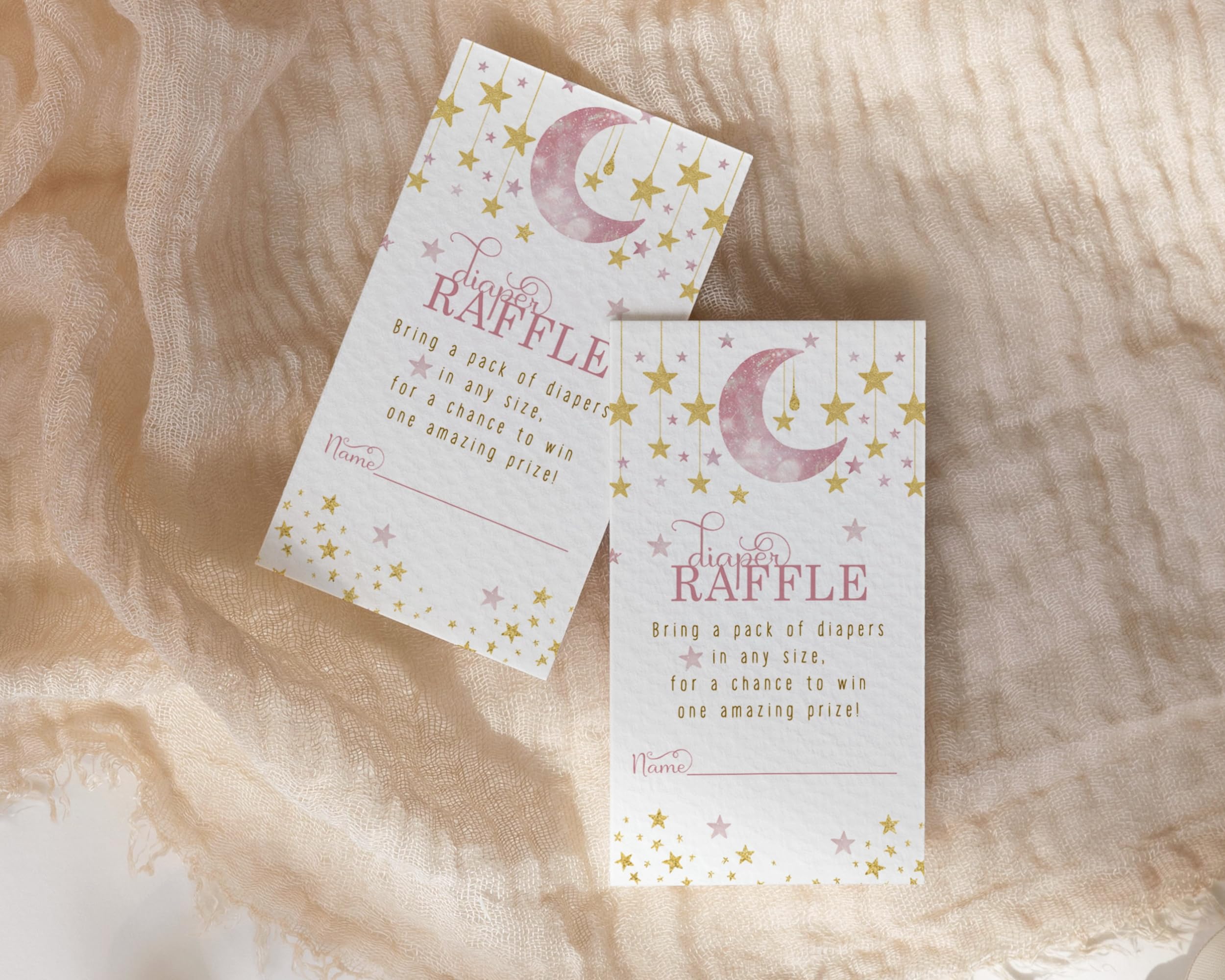 Twinkle Little Star Baby Shower Invitation Bundle Set Includes Blank Girls Invites with Envelopes Diaper Raffle Tickets Bring a Book Insert Cards (25 of Each) Celestial Themed Party Supplies
