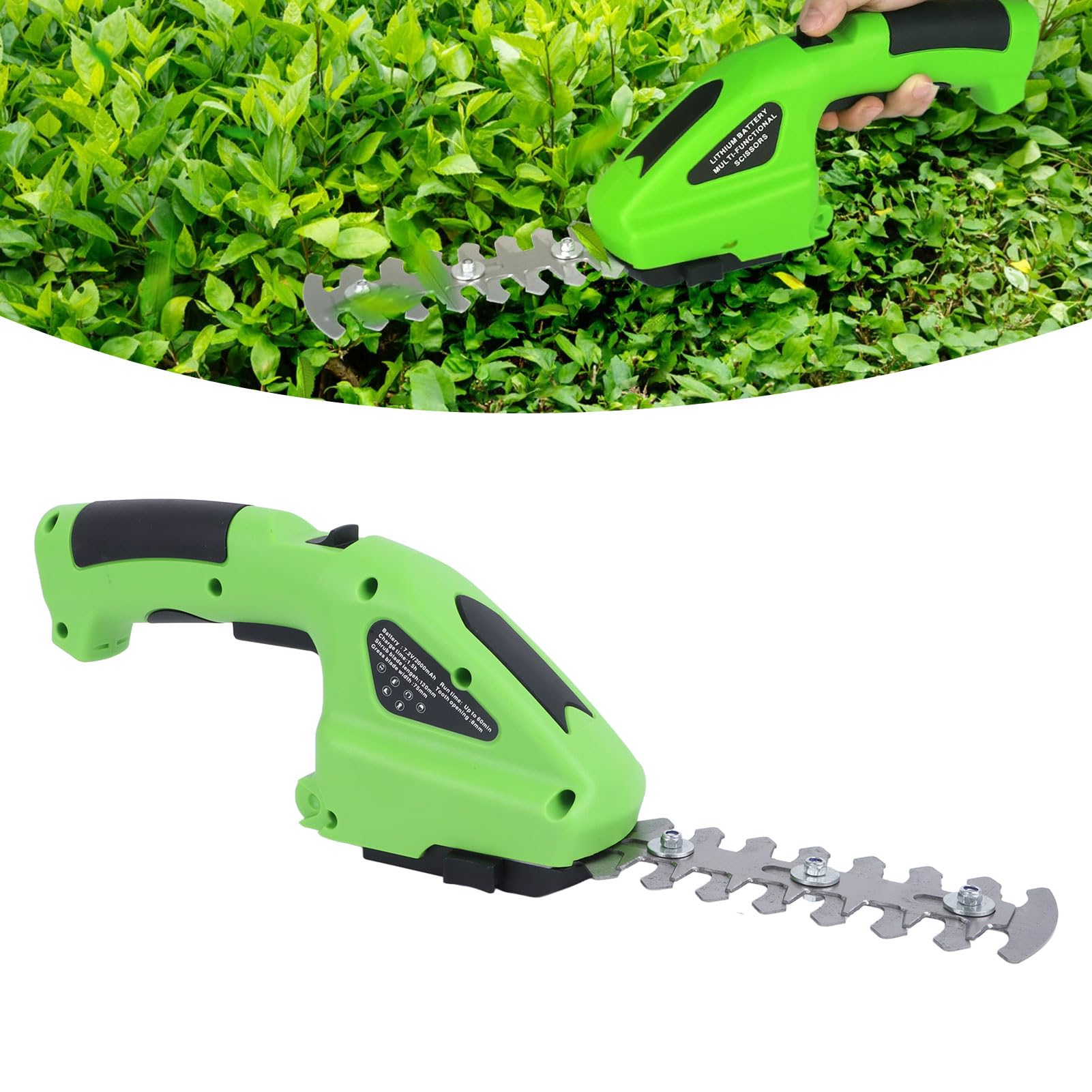 2 in 1 Lightweight Cordless Grass Trimmer for Garden Lawn Pruning, Hedge Trimmer with Powerful Motor, Battery Powered, Compact Design, Safety Design, USB Charging