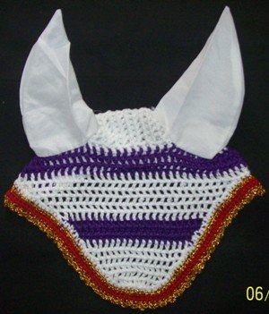 Avani Creations Ad Horse Ear Net Crochet Fly Veil Equestrian Fly Bonnet/Veil/mask Standard Size