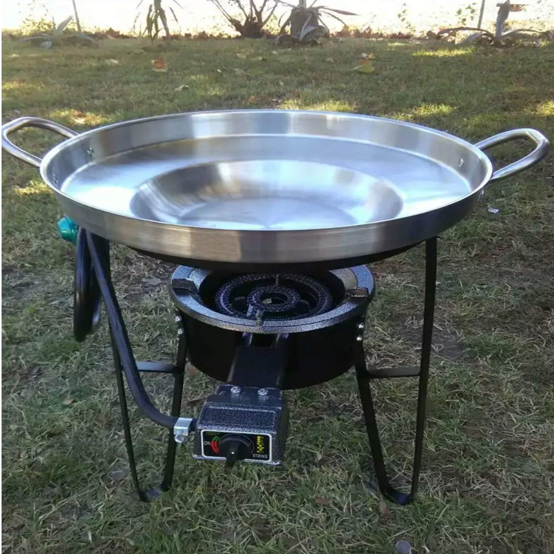 22" 3in1 Mexican Style Concave Stainless Steel Comal, Set With Propane Burner Stove & Cast Iron Stand for Residential & Restaurant