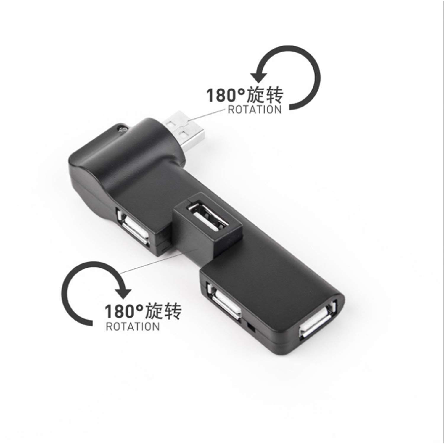 LIXINTIAN USB 2.0 HUB, [90°/180° Degree Rotatable] Mini USB 2.0 Hub 4 Port USB Hub for Notebook, USB Flash Drives, Mobile HDD, Laptop, PC - Black