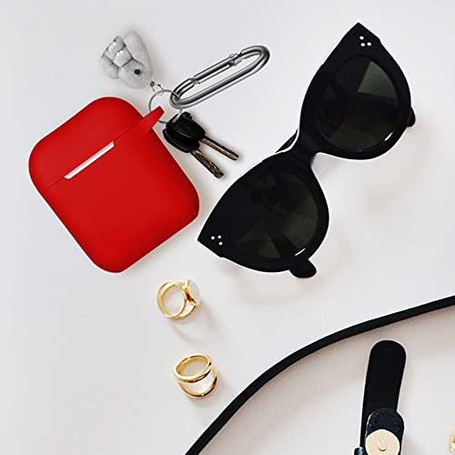 Hamile Compatible with AirPods Case Cover, Soft Silicone Protective Covers Skin (Front LED Visible) Designed for Airpod 2/ AirPod 1 Cases with Keychain Accessories, Women Girls Men Boys,Red