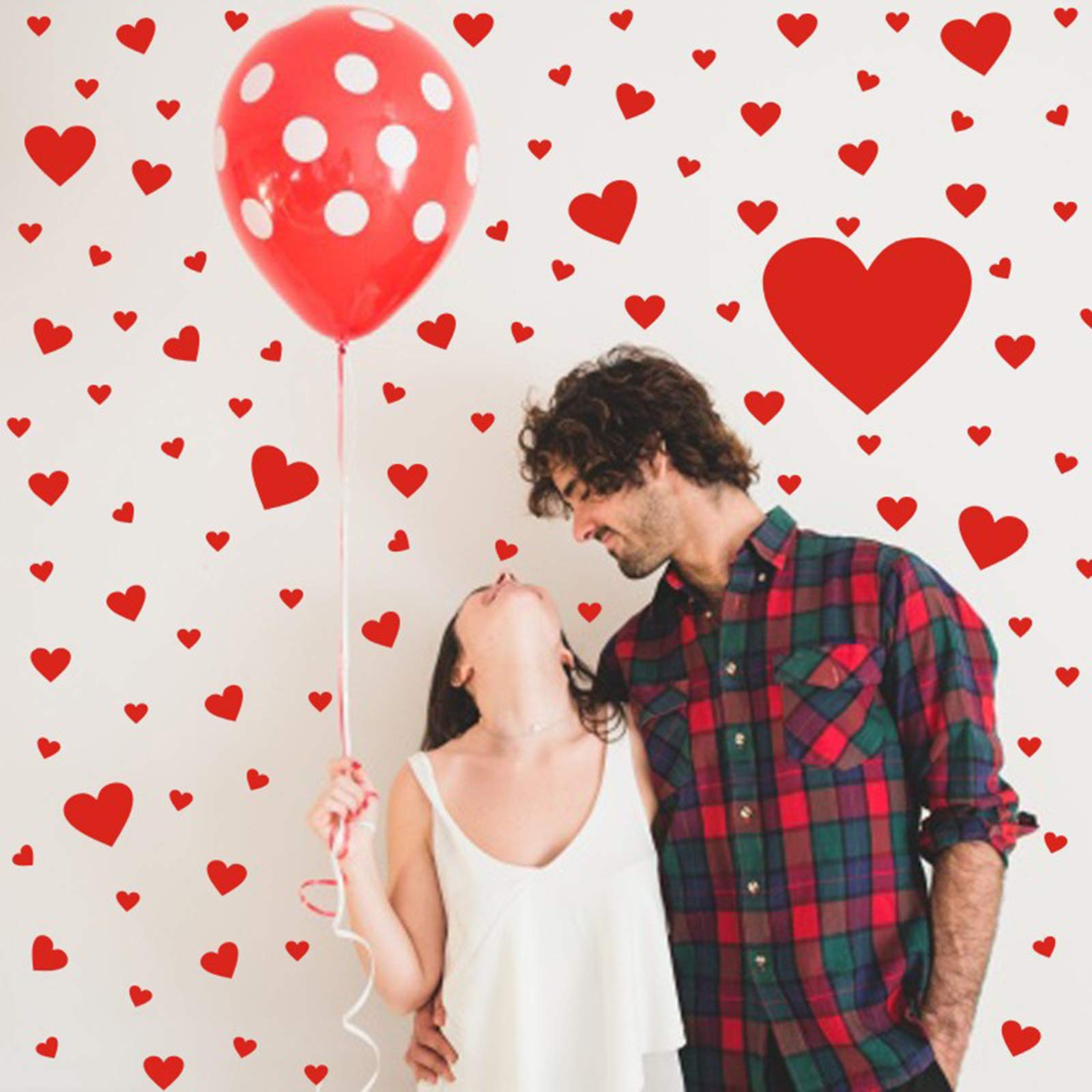 DRON TOOON Love Heart Valentine's Day Wall Decor(97 Decals )Red Heart Stickers Home Decor for Kids Girl Teen Room Office Valentines Hearts Accessories Birthday Party Supplies Gifts