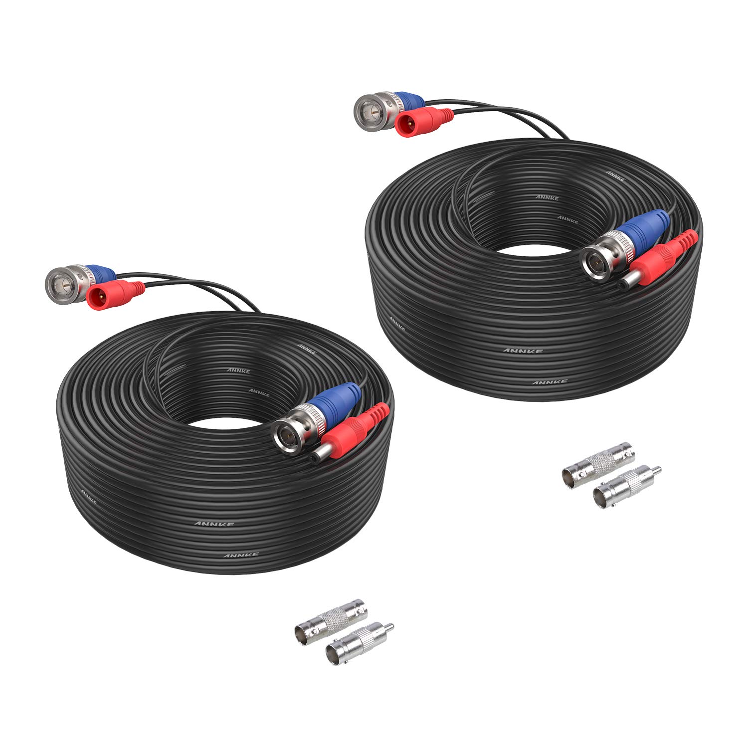 ANNKE 2 Pack 100 Feet BNC Video Power Extension Cable, Pre-Made All-in-One Security Camera Wire Cord for Surveillance CCTV System with Free Connectors (1 x BNC to BNC Female and 1 x BNC to RCA)