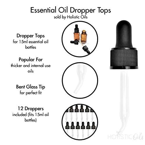Dropper Tops for 15ml Essential Oil Bottles β Bent Tip Glass Eye Droppers, Fit doTERRA Young Living Aura Cacia Plant Therapy Revive β 12 Pack