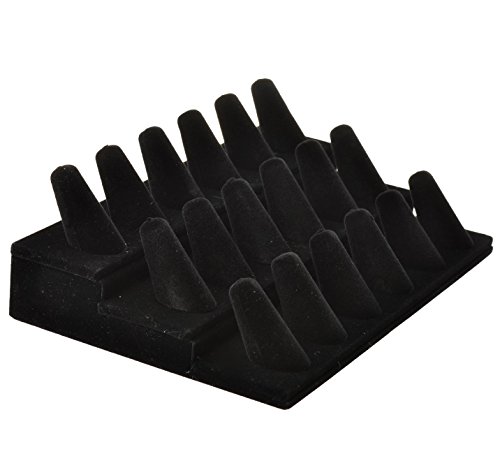 Bocar Black Velvet Finger Ring Display Showcase Organizer Holder Jewelry Storage Counter (18JZZ)