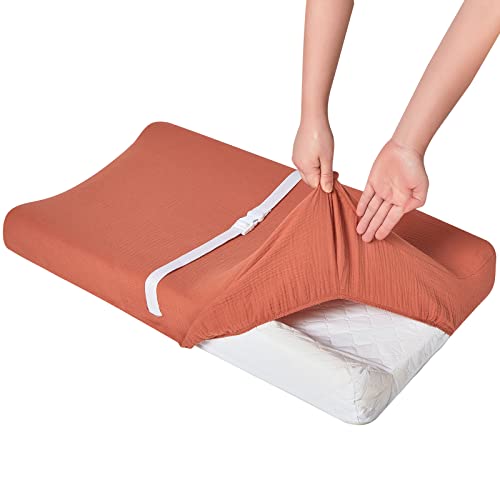 Changing Pad Cover for Baby Girls Boys, Neutral Fitted Muslin Cotton Diaper Changing Pad Sheets, Soft Brethable Changing Table Cover