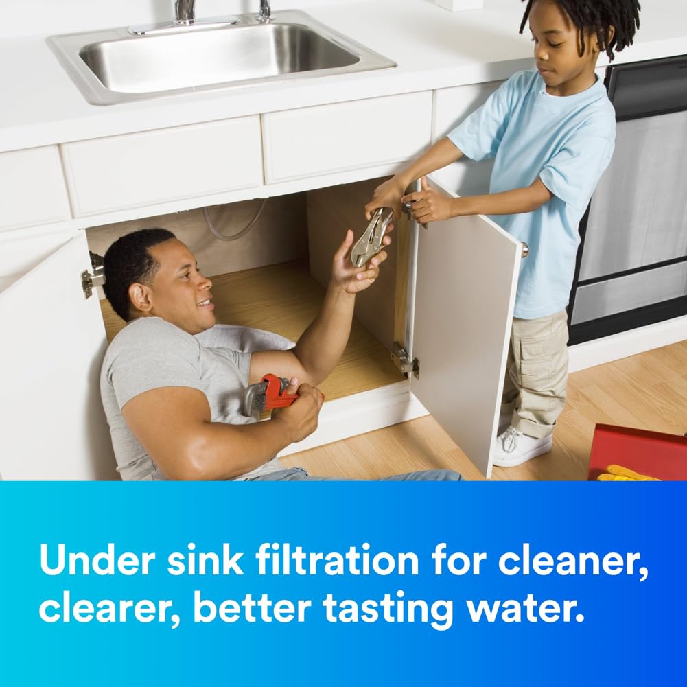 3M Aqua-Pure Under Sink Full Flow Drinking Water Filter System 3MFF100, Sanitary Quick Change, Reduces Particulates, Chlorine Taste and Odor, Cysts, Lead, Select VOCs