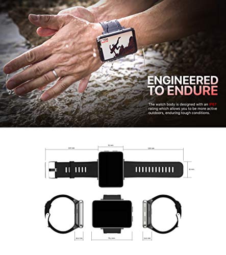 Rainbuvvy Smart Watch Men 3GB +32GB 2700mAh 2.86" Large Screen with Face ID Camera GPS WiFi 4G Android Smartwatch Phone (Silver)