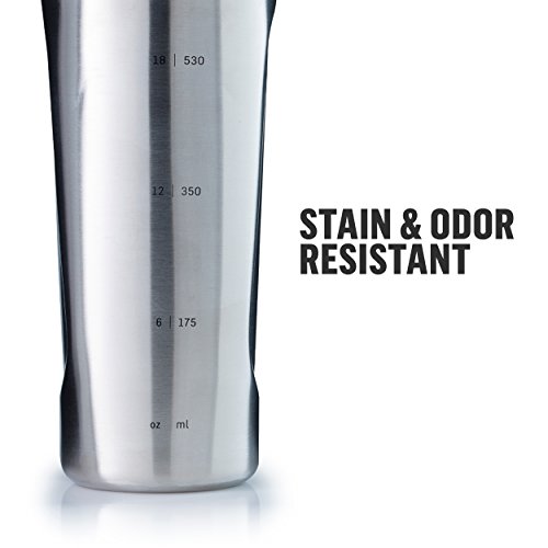 BlenderBottle Radian Shaker Cup Insulated Stainless Steel Water Bottle with Wire Whisk, 26-Ounce, Matte Arctic Blue