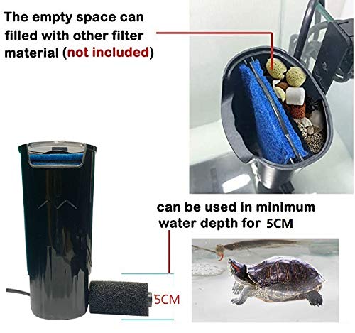 K1-Store Turtle Filter Aquarium Filter Low Water Level Internal Filter Waterfall Flow Aquarium Pump for Turtle Tank Fish Tank Reptiles Shrimp Frog Crab Tank Amphibian Tank(Filter 2020)