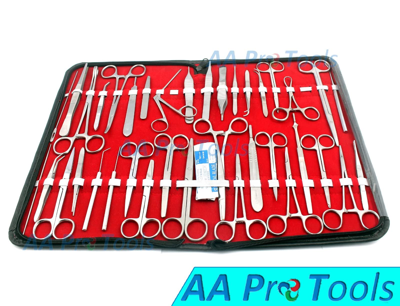 AA PRO 157 PCS ADVANCED SET FOR ANATOMY & BIOLOGY STUDENTS WITH 1 SCISSORS ! FORCEPS ! HEMOSTAT-! BLADES - CASE - LAB VETERINARY BOTANY STAINLESS STEEL SET FOR FROGS ANIMALS A+ QUALITY