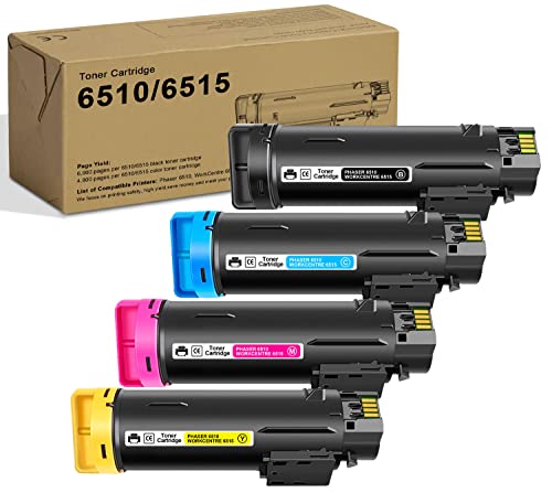 6510 / 6515 Extra High Capacity Toner Cartridge Compatible Replacement for Xerox Phaser 6510, WorkCentre 6515 Printer 4-Color Set (1 Black 1 Cyan 1 Magenta 1 Yellow)
