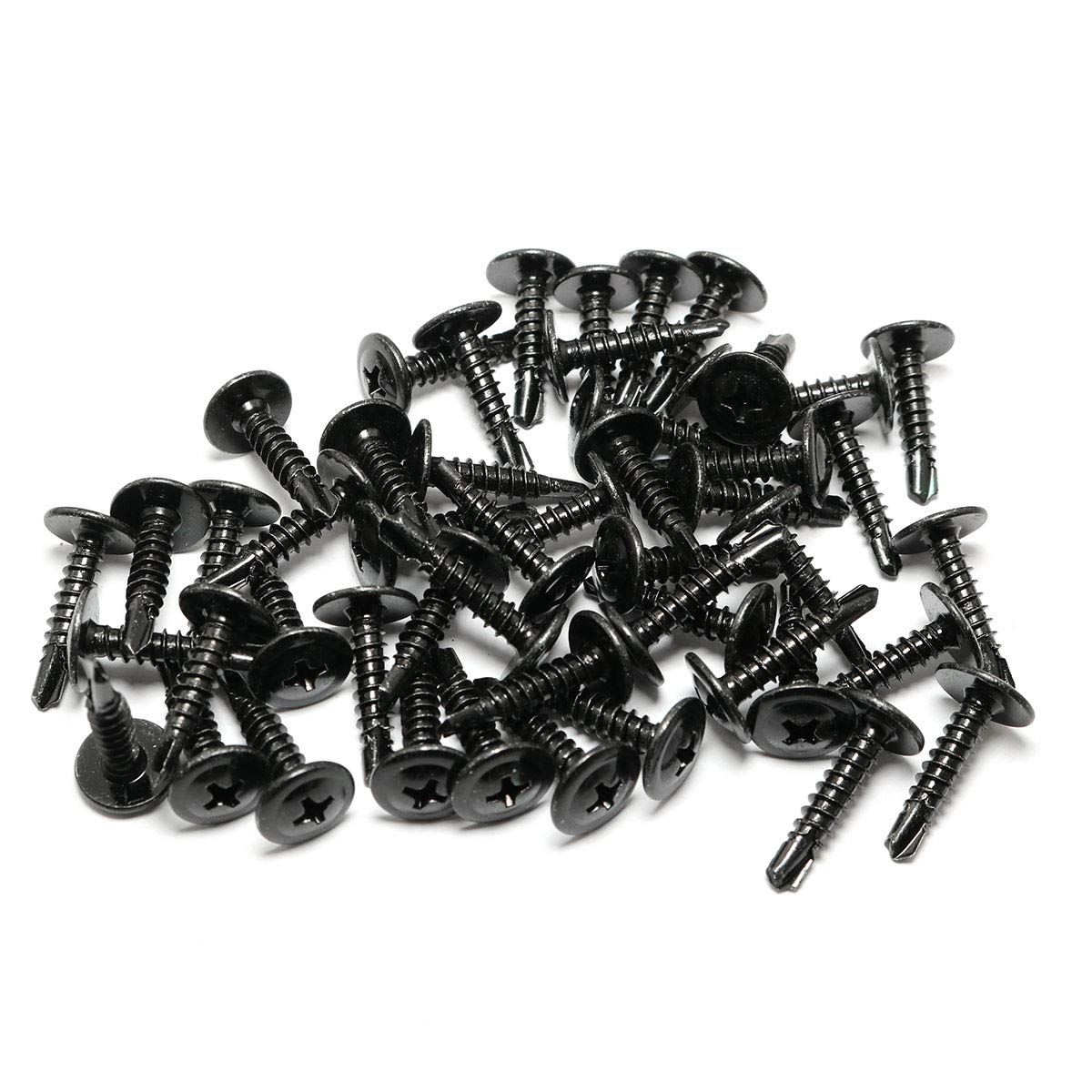 Pro Bamboo Kitchen 50pcs #8 x 3/4" Carbon Steel Cross Large Self-Tapping Truss Head Screws Black