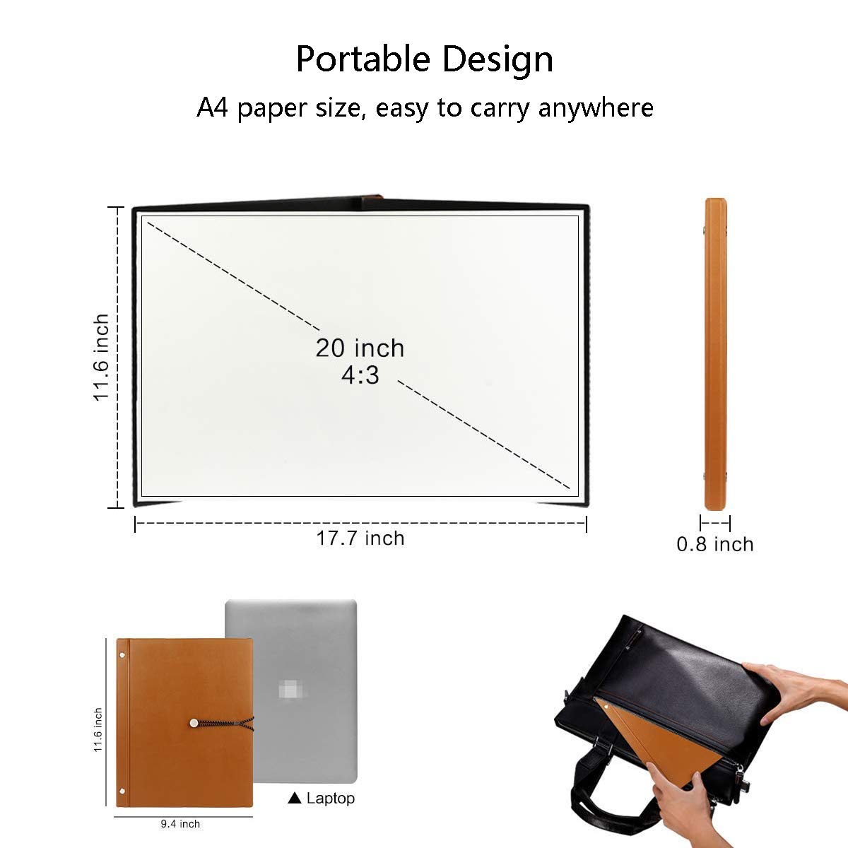 20 inch Projector Screen, 4:3 Portable Desktop Foldable Projection Screen PVC Fabric for Pico DLP Projector Home Commercial Session Outdoor Indoor Meeting Teaching Theater