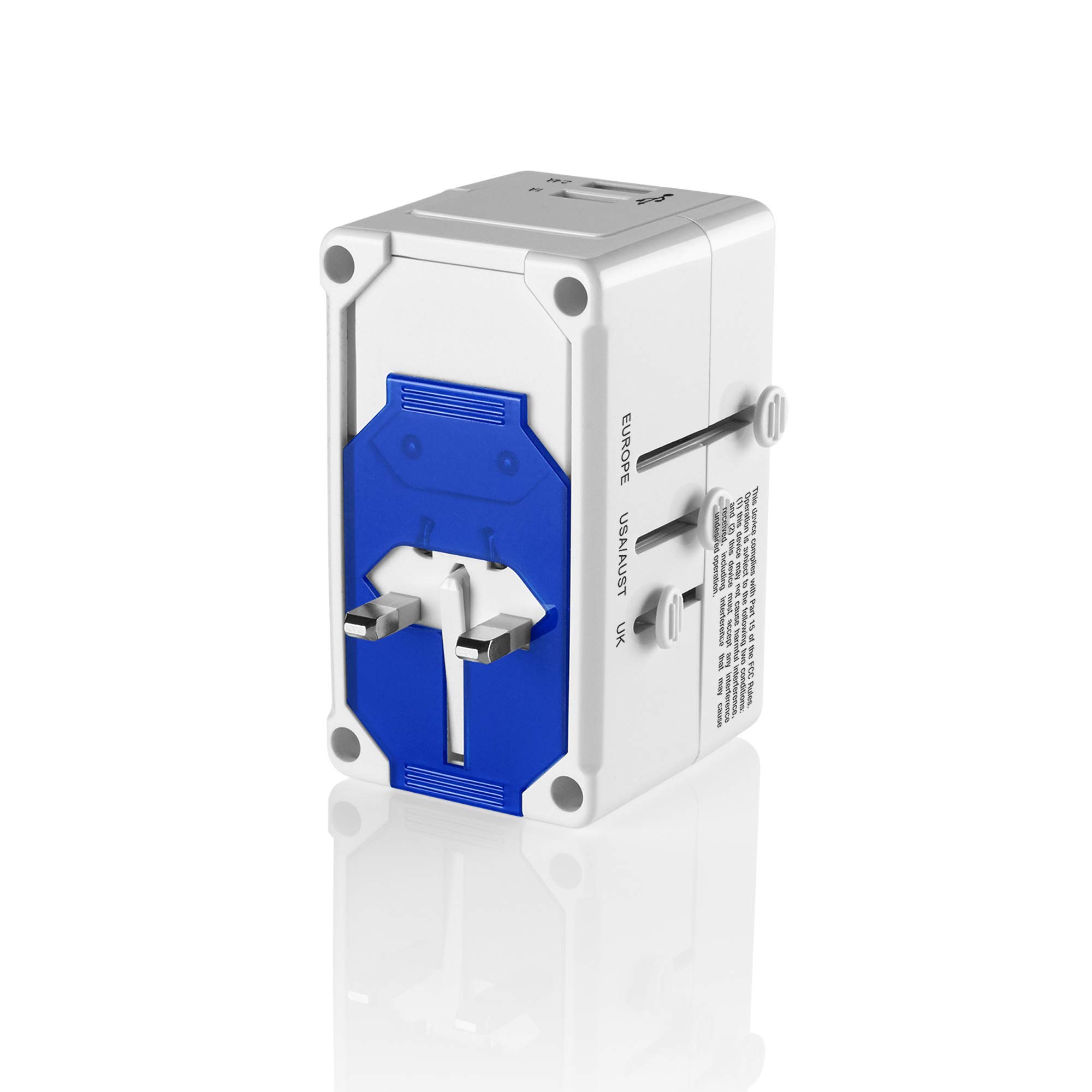 Conair Travel Plug Adapter with 2 USB Ports, Universal Plug Adapters for Worldwide Travel by Travel Smart