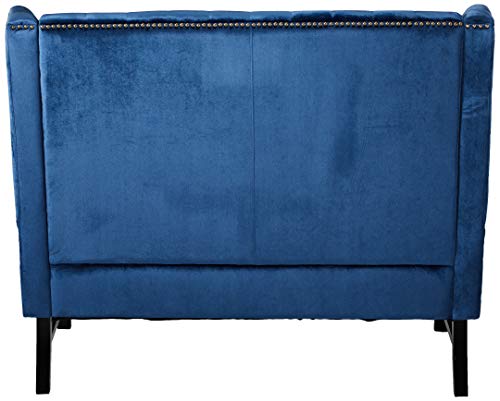 Christopher Knight Home Nolie High Back Tufted Winged Velvet Loveseat, Cobalt / Dark Brown