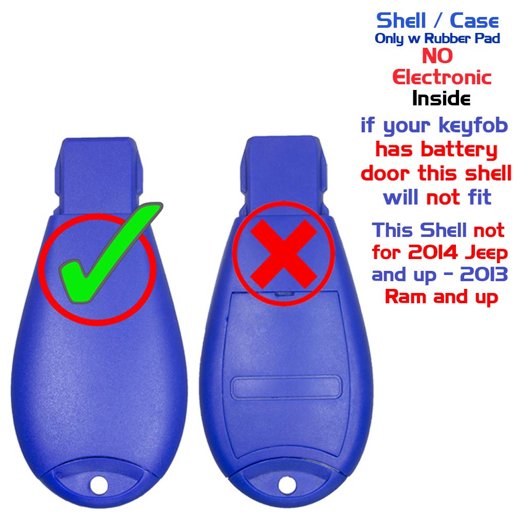 2 New Blue 4 Buttons Keyless Entry Remote Start Car Key Fob Fobik Shell / CASE M3N5WY783X, IYZC01C for 300 Challenger Charger Durango Jeep Grand Cherokee - (No Electronics or Chip Inside)
