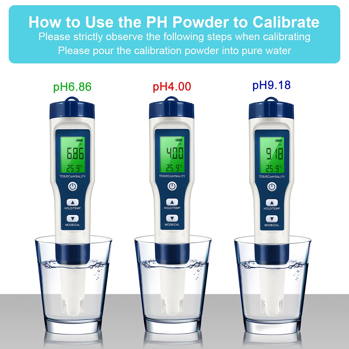 5 in 1 TDS Meter Water Tester, Conductivity(EC) Meter, TDS/EC/Salt/Temp/PH Meter for Water, Pool Salt Tester 0.01 High Accuracy Water Testing Kits for Drinking Water, Pool, Fish Tank and Hydroponics
