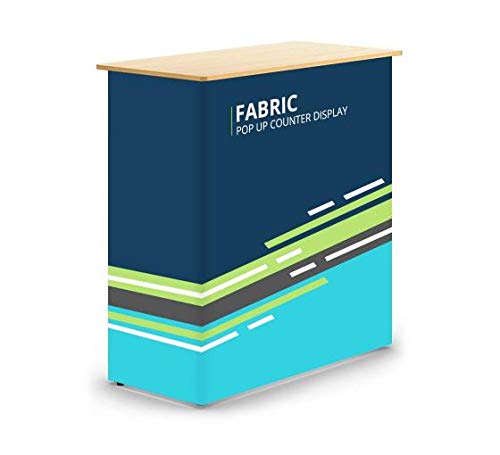 BannerBuzz Fabric Pop Up Counter Display, Portable Tradeshow Promotional Retail Display Booth, Pop Up Aluminum Frame with Wooden Top, 5.25' X 2.75' (Hardware Only)