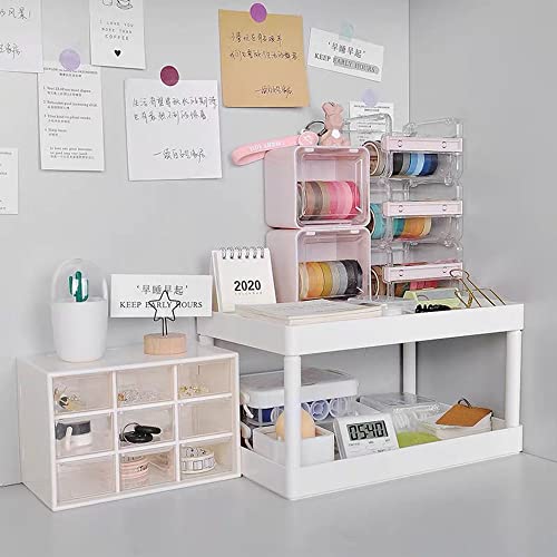 Desktop Storage Rack,2 Layers Large Capacity Stackable Cosmetic Organizer Drawers, Ideal for Desk optimization, Cosmetic Storage, Student Stationery Organization,Suitable for Office, Study, Makeup.