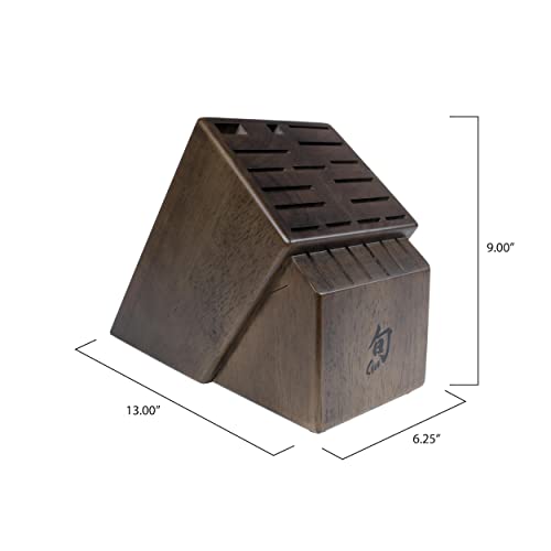 Shun Cutlery 22-Slot Knife Block (Dark), Made from Beautiful Dark-Stained Wood, Authentic, Japanese Universal Knife Block, Knife Holder for Kitchen Counter