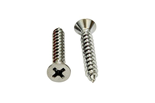 Bolt Dropper 8 x 1-1/4"'' Chrome Coated Stainless Flat Head Phillips Wood Screw, (25 Pack), 18-8 (304) Corrosion Resistant