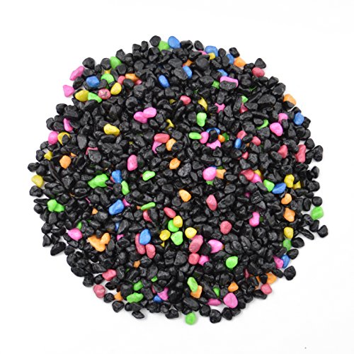 CNZ Aquarium Gravel Black & Flourescent Mix for Plant Aquariums, Landscaping, Home Decor, 0.25"-0.35" (5-Pound)