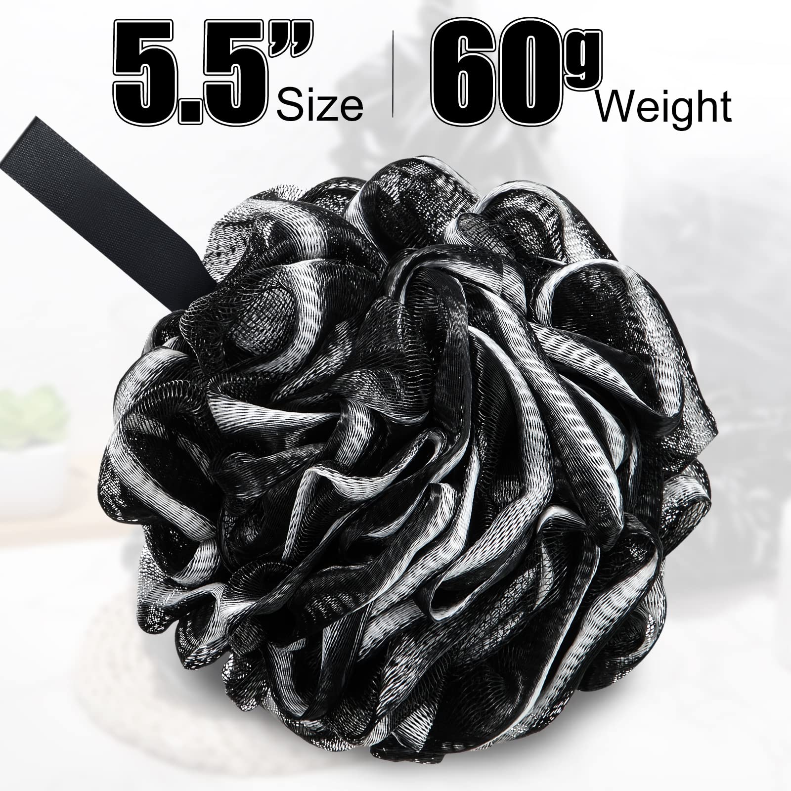 24 Pcs Loofahs Bulk Shower Bath Sponge 60 g Bamboo Charcoal Body Shower Loofah Shower Pouf Large Mesh Bath Puff for Men and Women Bathing Accessories
