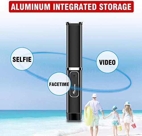 Selfie Stick Tripod, Aluminum Integrated Storage Design Phone Tripod with Wireless Remote Controller - Compatible for iPhone X/Xs/XR/iPhone 8/8Plus/iPhone 7/iPhone 6 and All Android Phone
