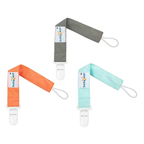 Babygoal Neutral Pacifier Clips, 6 Pack Binky Paci Holder and Leash for Boys and Girls Fits for Most Pacifier, Binkie Styles & Baby Teethers & Toys and Gift 6PS10