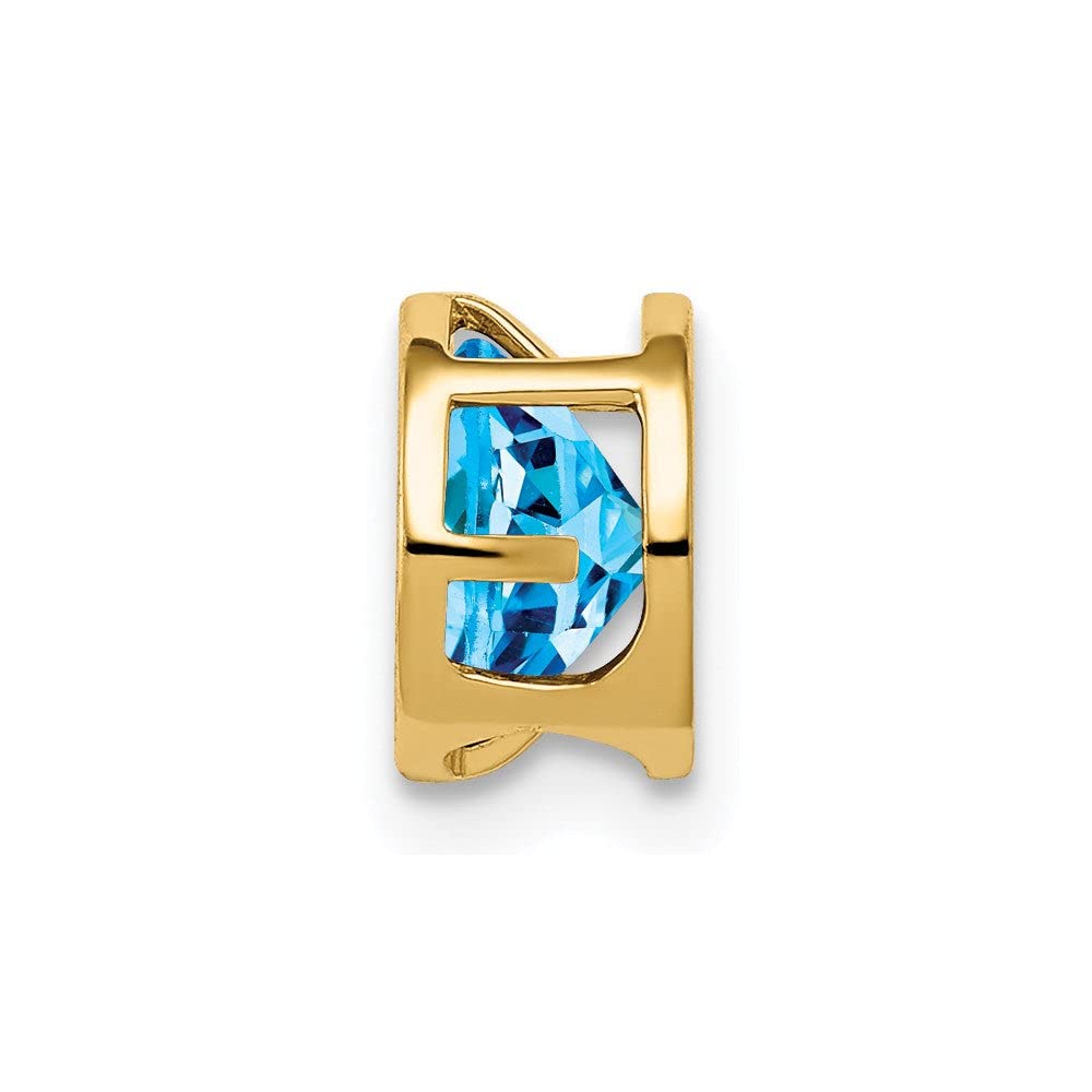 14k Yellow Gold 6mm Blue Topaz Checker bezel pendant GLD-AZ-XP321BC