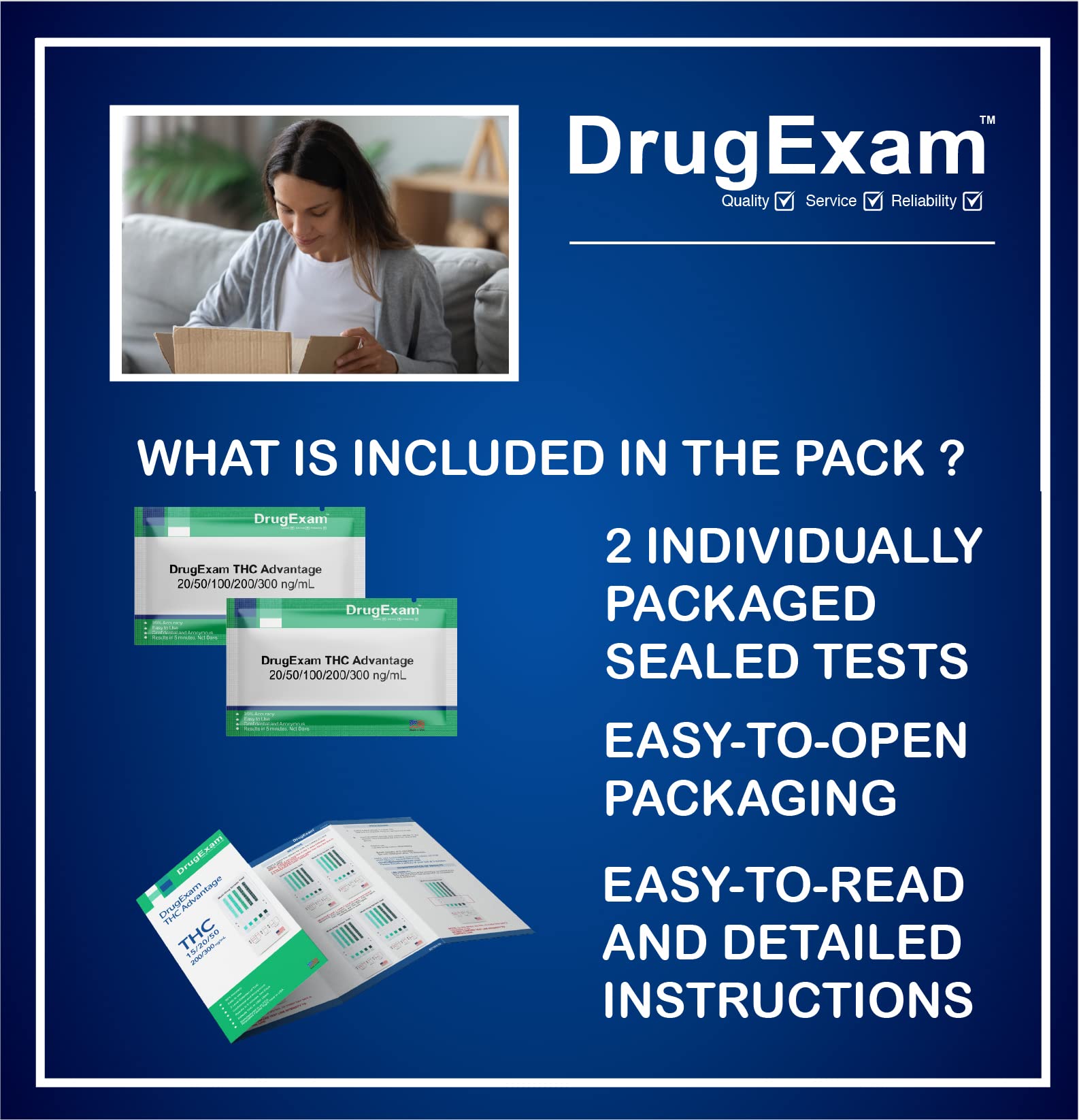 2 Pack - DrugExam THC Advantage Made in USA Multi Level Marijuana Home Urine Test Kit. Highly Sensitive THC 5 Level Drug Test Kit. Detects at 20 ng/mL, 50 ng/mL, 100 ng/mL, 200 ng/mL and 300 ng/mL (2)