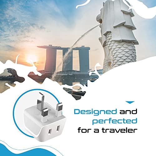 Ceptics UK Travel Plug Adapter, 2 in 1 Type G Adapter, US to UK Adapter, Ireland, Dubai Travel Adapter with Dual USA Inputs, CE, RoHS - HK Outlet Adapter, 3 Pack