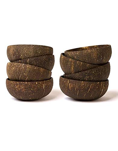 Karmic Seed Green Roots Organic Coconut Bowls-Hand Made From Coconut Shells and Polished with Organic Coconut Oil (4 bowls)