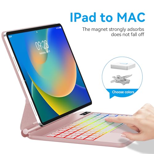 iPad Air 11-inch Generation Keyboard Case Smart Magnetic Folio Keyboard Cover with 7 colors Backlit Multi-Touch Trackpad, for (M2) 2024 / iPad Pro 11 inch (4th/3rd/2nd/1st Gen) / iPad Air 5th 4th Gen