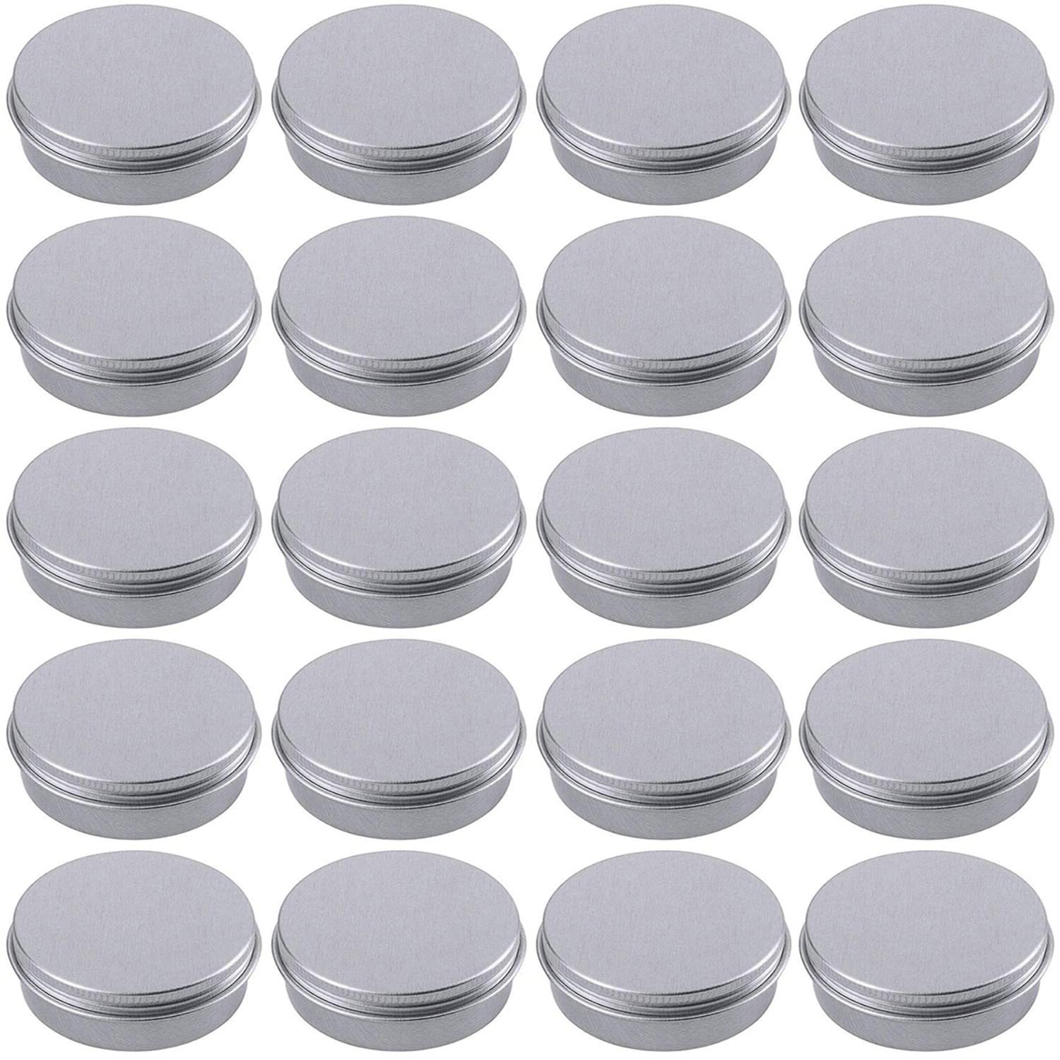 20 Pack 2 Ounce Aluminum Tin Jar Refillable Containers 60 ml Aluminum Screw Lid Round Tin Container Bottle for Cosmetic,Lip Balm, Cream