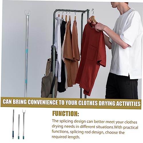 Abaodam 4pcs stitching clothes rail outdoor window shade stainless steel hangers outdoor tools Retractable closet pole extended closet pole clothing hook pole Professional Clothes Rod CD