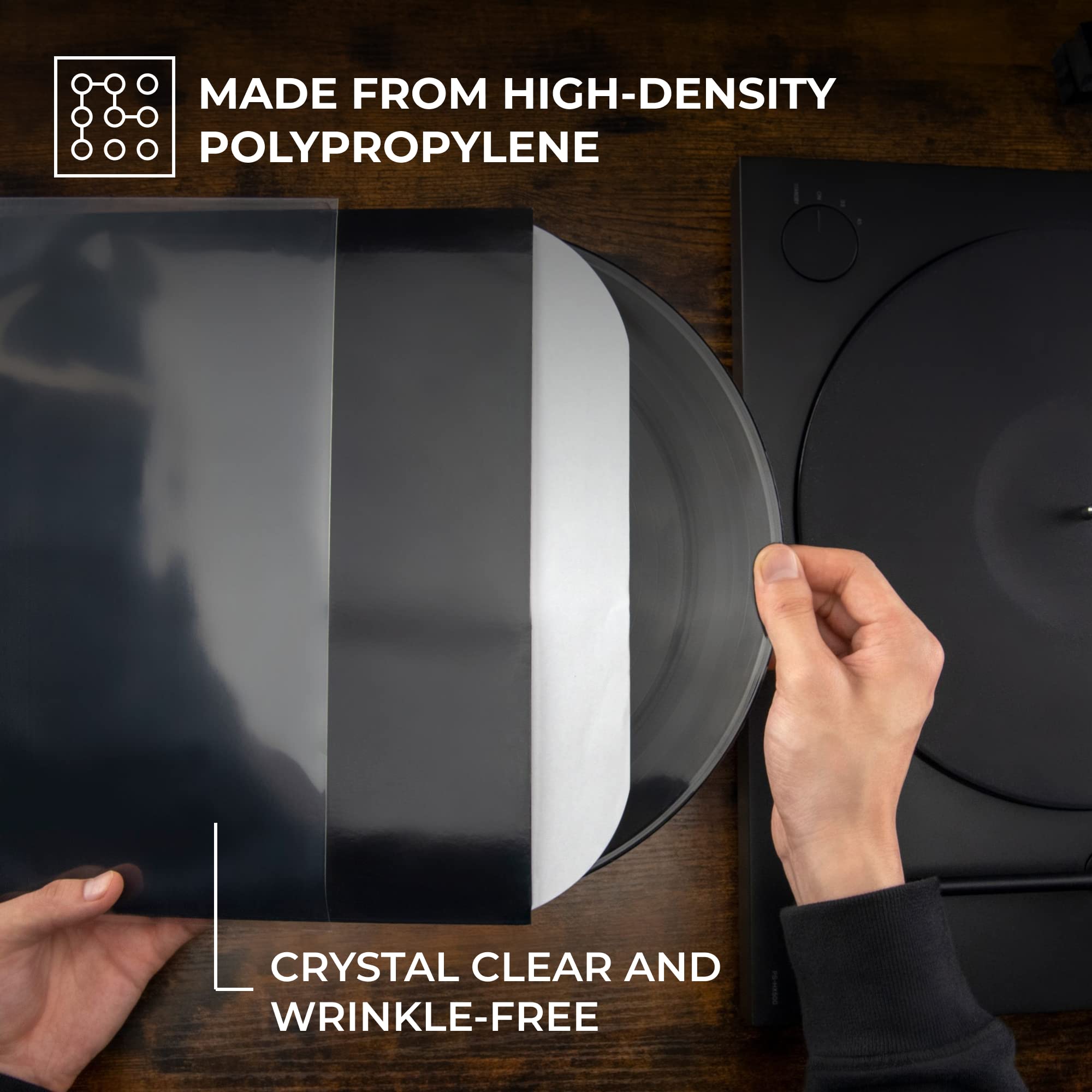 BIG FUDGE 50x Vinyl Record Sleeves 12" LP | Durable & Wrinkle-Free Outer Sleeves | Crystal Clear & High-Density Polypropylene | 3 mil Thick, 12.75” x 12.75” | Fits Most Gatefolds and Double LPs