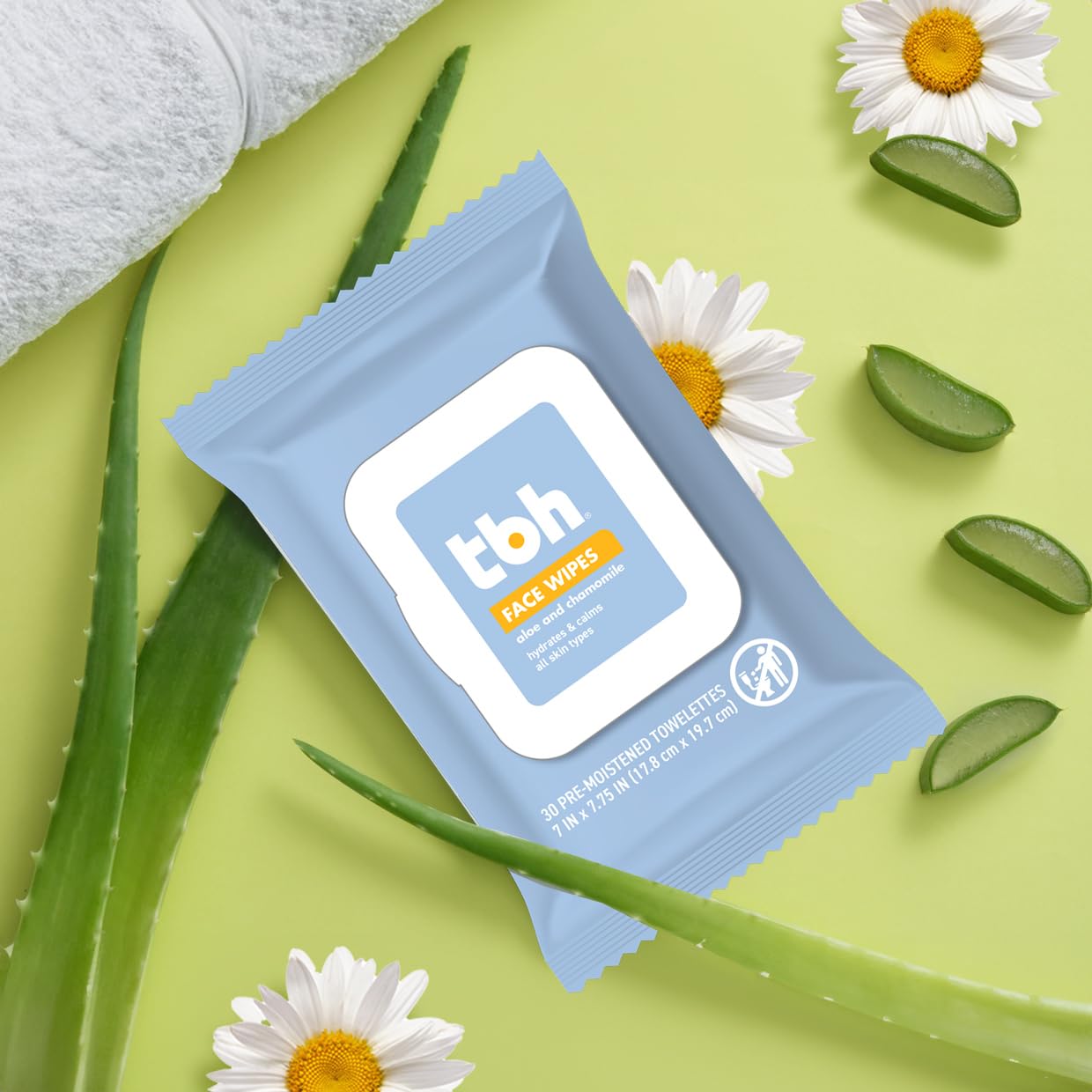 TBH Kids Gentle Face Wipes- - Daily Cleansing and Hydrating Face Wipes - Sulfate, Paraben Free - 30 Pack