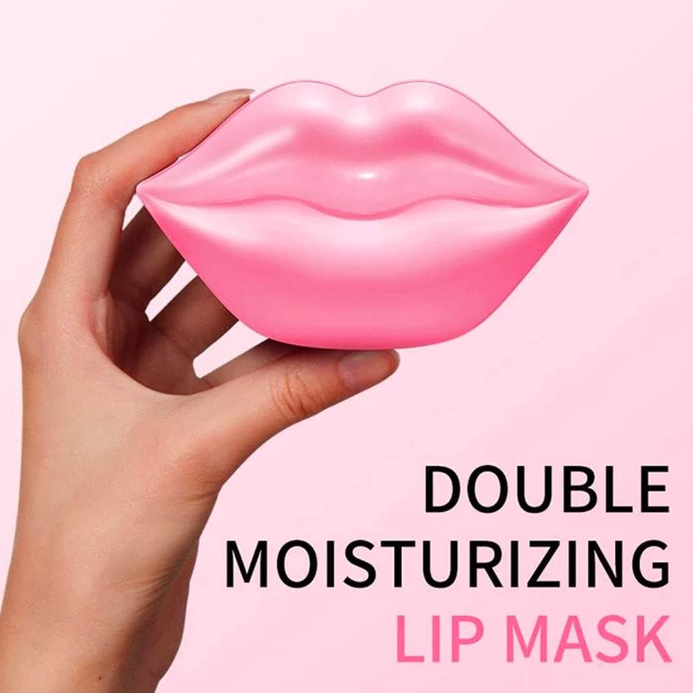 20Pcs Moisturizing/Plumping Lip Mask, Restores Moisture Mask for Dry Lips and Lines Overnight Care, Gel Treatment Masks (Pink)
