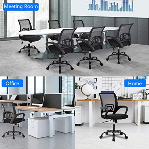Home Office Chair Desk Chair Computer Chair Ergonomic Chair Mid Back Mesh Chair Adjustable Height Swivel Task Executive Chair, with Lumbar Support & Armrest Cheap Small Rolling Task with Wheel,Black
