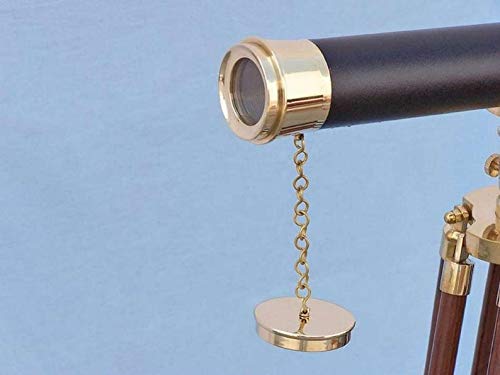 Hassanhandicrafts Antique Marine Spyglass 50" Brass Leather Harbor Master Tripod Floor Standing Telescope