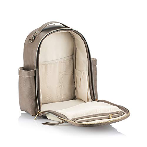 Itzy Ritzy Mini Diaper Bag Backpack β Chic Mini Diaper Bag with Changing Pad, 8 Total Pockets (4 Internal and 4 External), Grab-Top Handle and Rubber Feet (Vanilla Latte)
