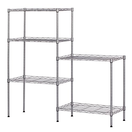 5-Tier Storage Rack Standing Shelf Wire Shelving Metal Storage Shelves Heavy Duty Adjustable Carbon Steel Shelf Standing for Closet Kitchen Laundry Garage Organization 21.25"x11.42"x59.06" (Silver)