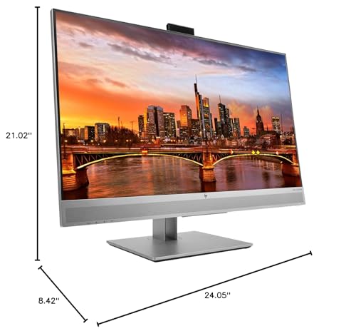 HP EliteDisplay E273m 27 Inch LED Backlit IPS Monitor 2-Pack with Built in Speakers and Webcam, FHD 1920 x 1080 (1FH51A8#ABA)