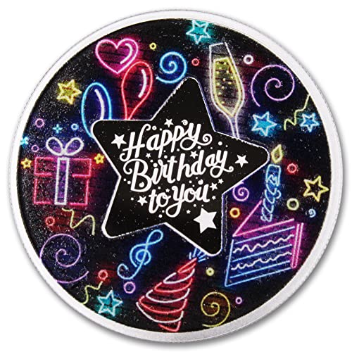 2022-17.5 g Cameroonian Proof Silver Happy Birthday Colored Coin in Contemporary Latex Case with Certificate of Authenticity 500 CFA Francs Seller Proof