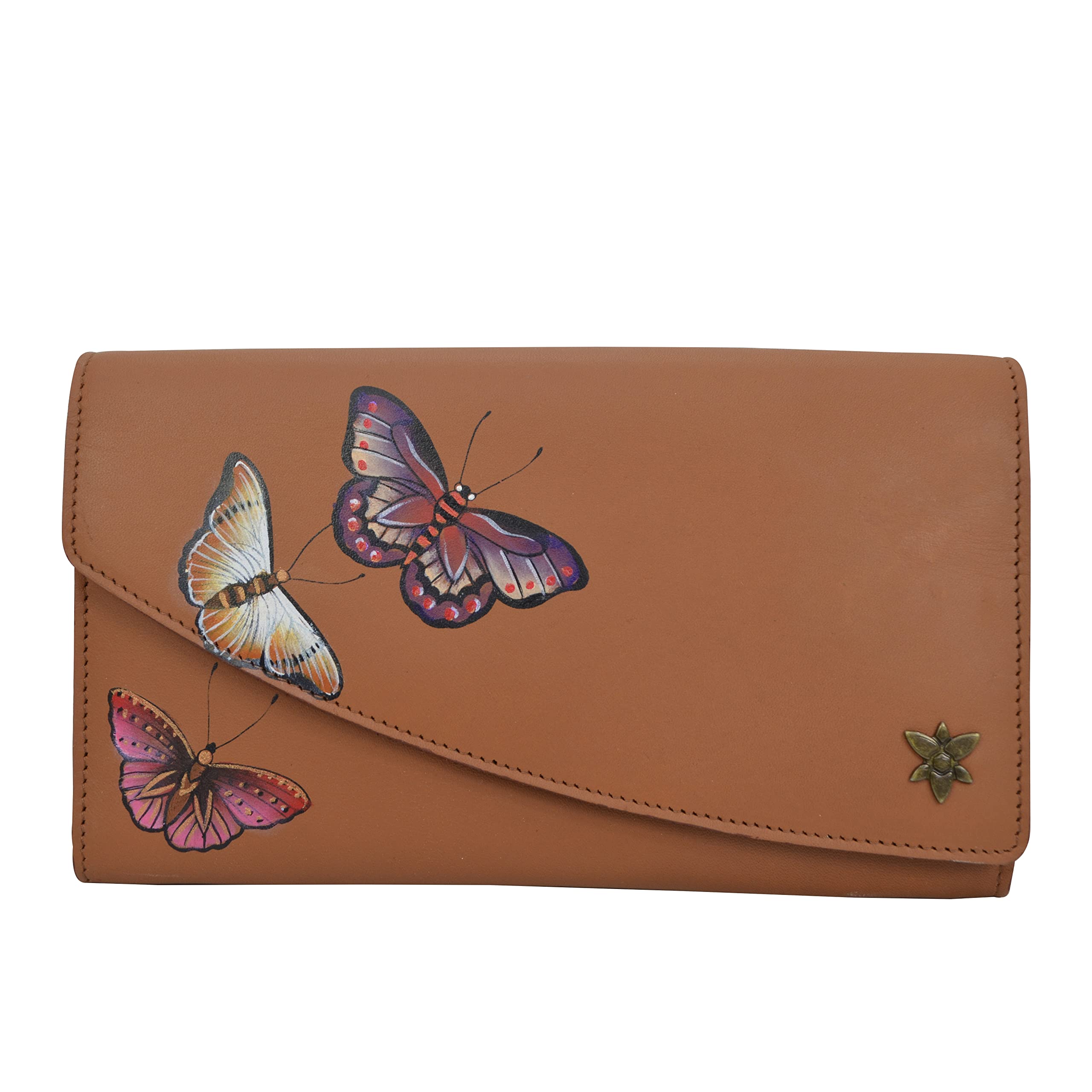 Anuschka Hand-Painted Women’s Genuine Leather Two Fold RFID Wallet - Enchanted Garden
