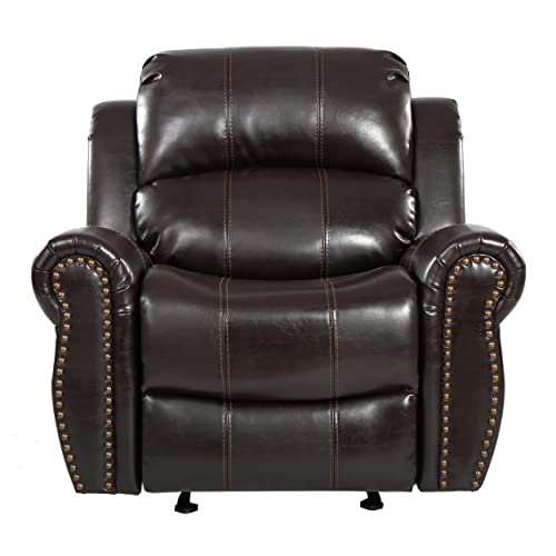 Christopher Knight Home Gavin Bonded Leather Gliding Recliner, Brown, 38.75D x 40.25W x 39.75H in